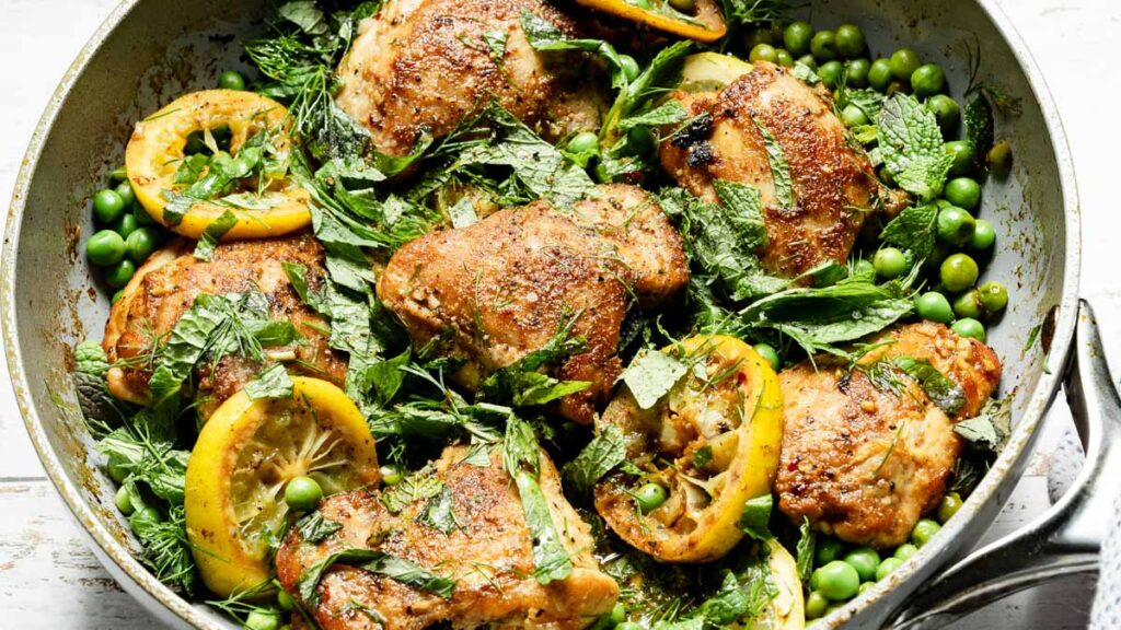 Best Chicken Thighs (Skillet Recipe with Peas and Fresh Herbs) - Eat ...